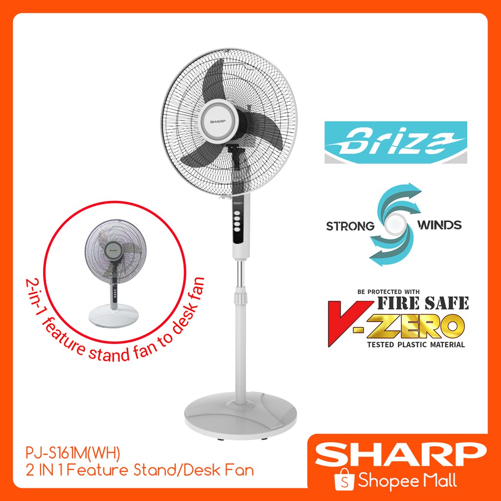 Sharp PJ-S161M(WH) 16" 2-in-1 Stand Desk Electric Fan | Shopee Philippines