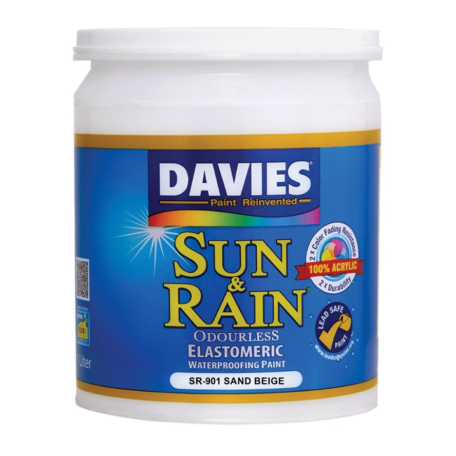 Davies SAND BEIGE SR-901 1 Liter Sun And Rain Premium Elastomeric Paint ...