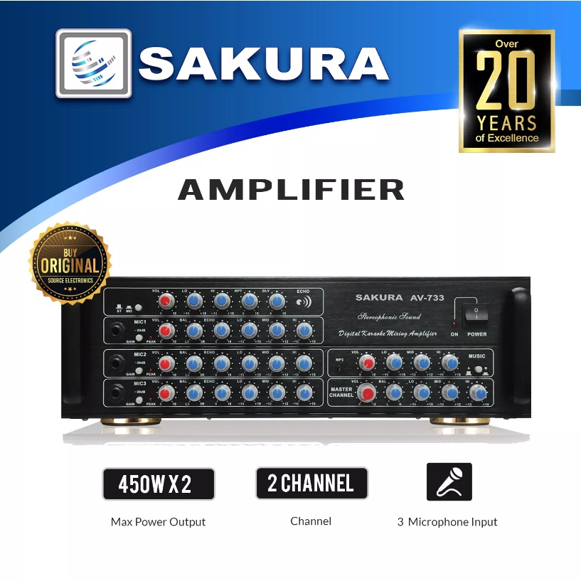 Sakura AV-733 450W X 2 Karaoke Mixing Amplifier (Black) | Shopee Philippines