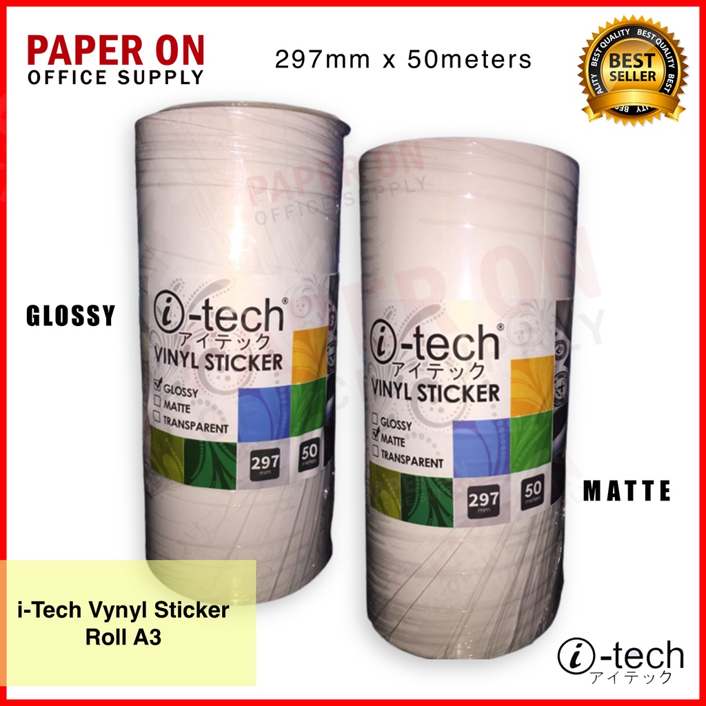 A3 ITECH ROLL Vinyl Sticker Waterproof Matte/Glossy(297 mm x 50 meters ...