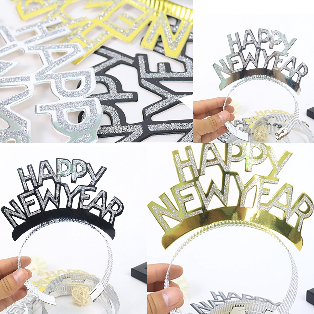 Decorative Headband Christmas Decoration Golden Happy New Year Headband ...