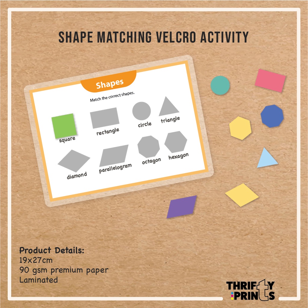 Shape Matching Laminated With Velcro Learning Material Activity ...