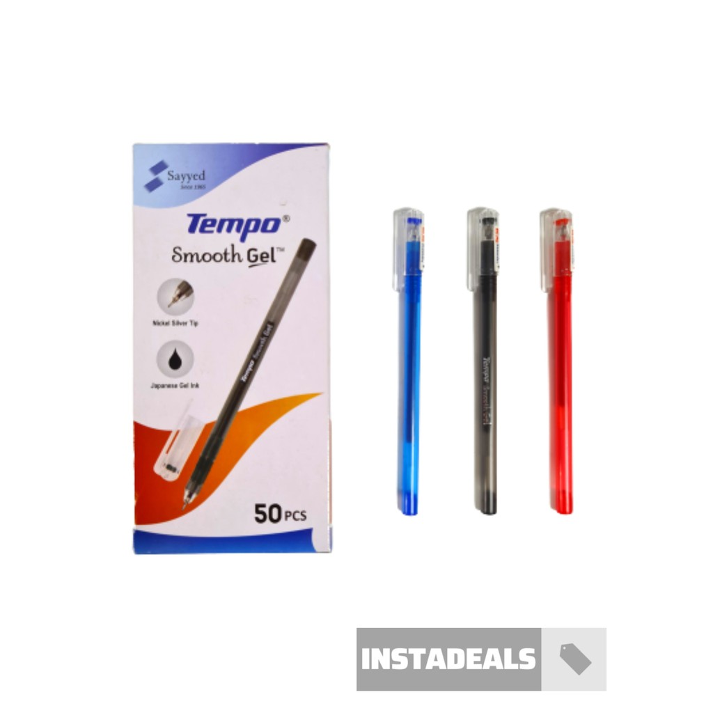 Tempo Brand Smooth Gel Pen Nickel Silver Tip Japanese Gel Ink (50 pcs ...