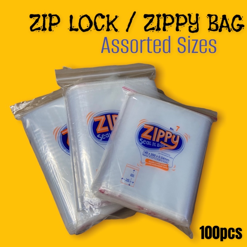 ZIPPY BAG / Ziplock (Assorted Sizes) x 100pcs | Shopee Philippines