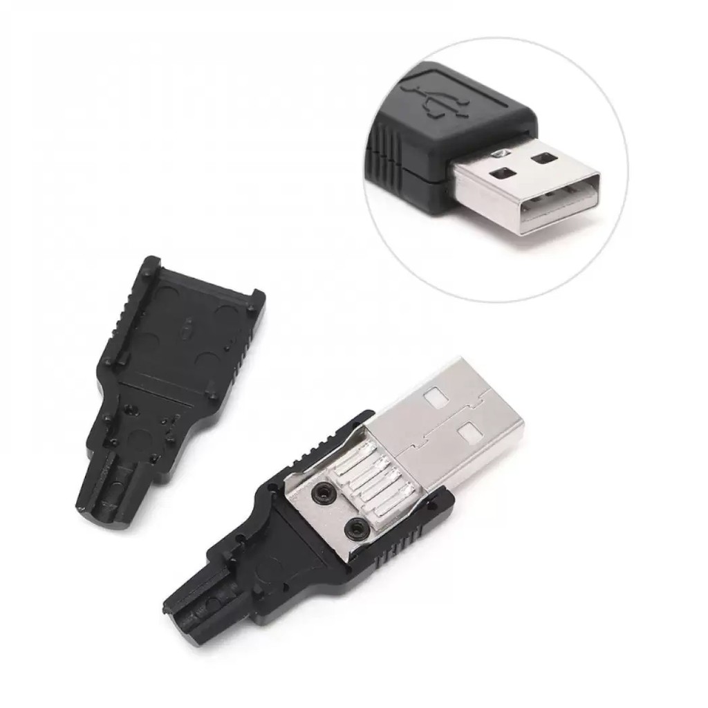 1set Type A Male Micro USB 4 Pin Plug Socket and Black Plastic casing ...