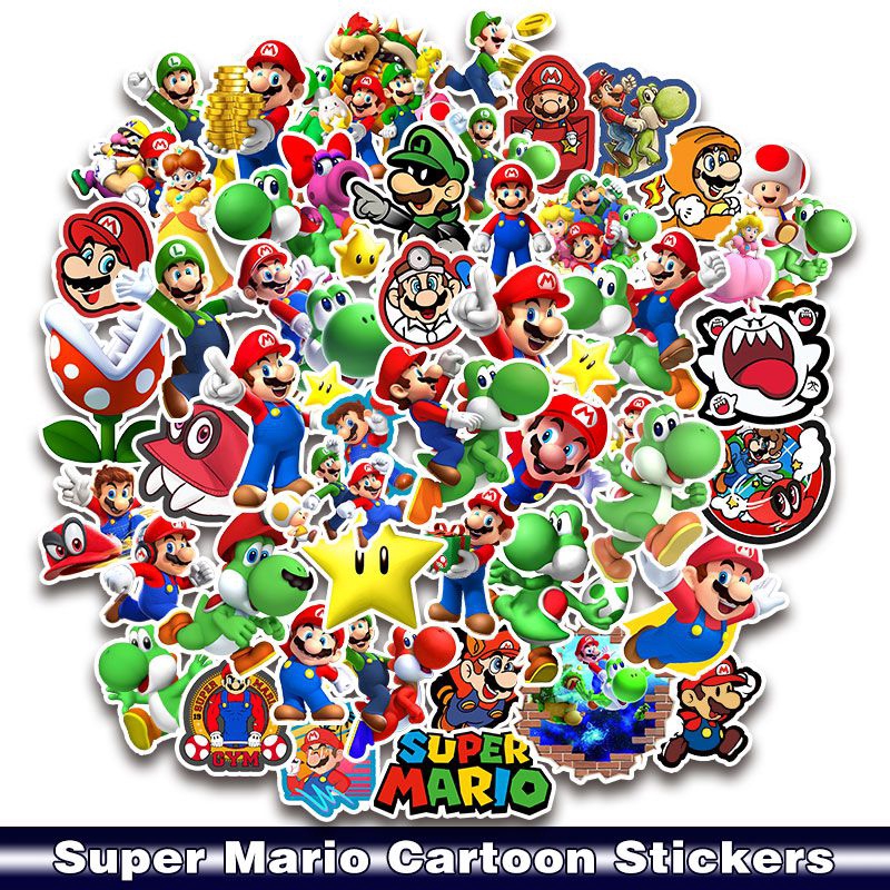 50PCS Cartoon Super Mario Stickers Toys for Children Game Sticker Decal ...