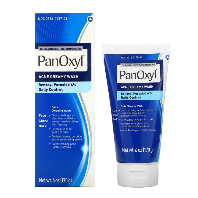 Panoxyl Acne Creamy Wash Benzoyl Peroxide 4 Daily Control 6 Oz 170