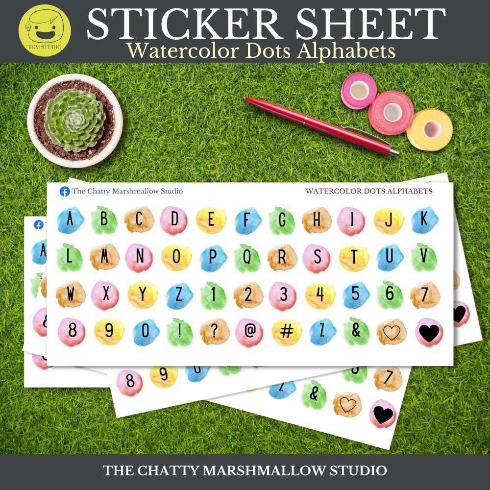 Watercolor Dots Alphabets Sticker Sheet | Shopee Philippines