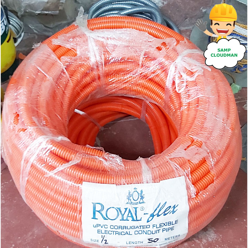 Orange Flexible Hose Electrical Conduit 1/2 or 3/4 x 50 meters Royalflex Euroflex Polyflex ...