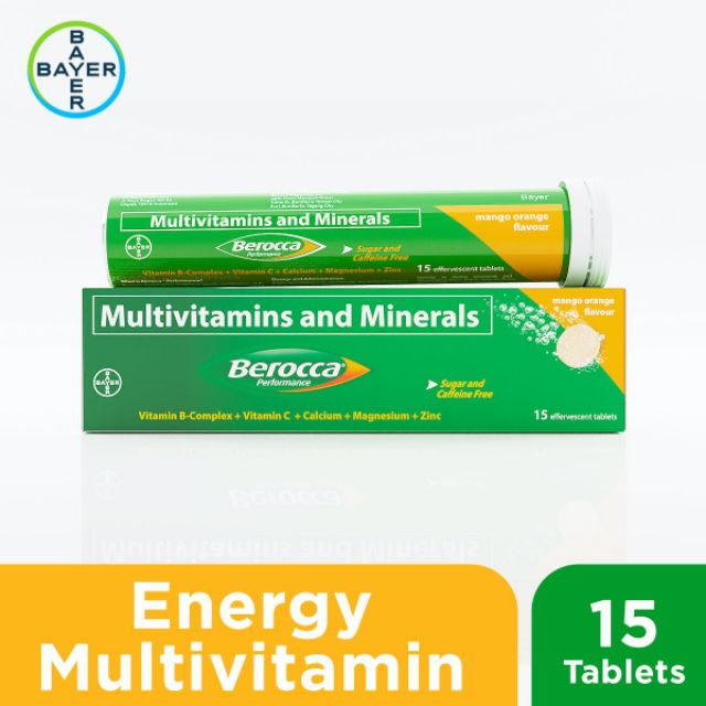 Berocca Orange, Mango Orange, Citrus, Mixed Berries (15Tablets ...