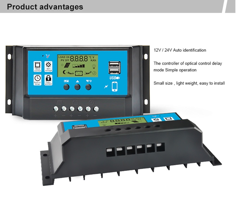 10A 20A 30A 12V/24V Solar Panel Regulator Charge Controller with LCD ...