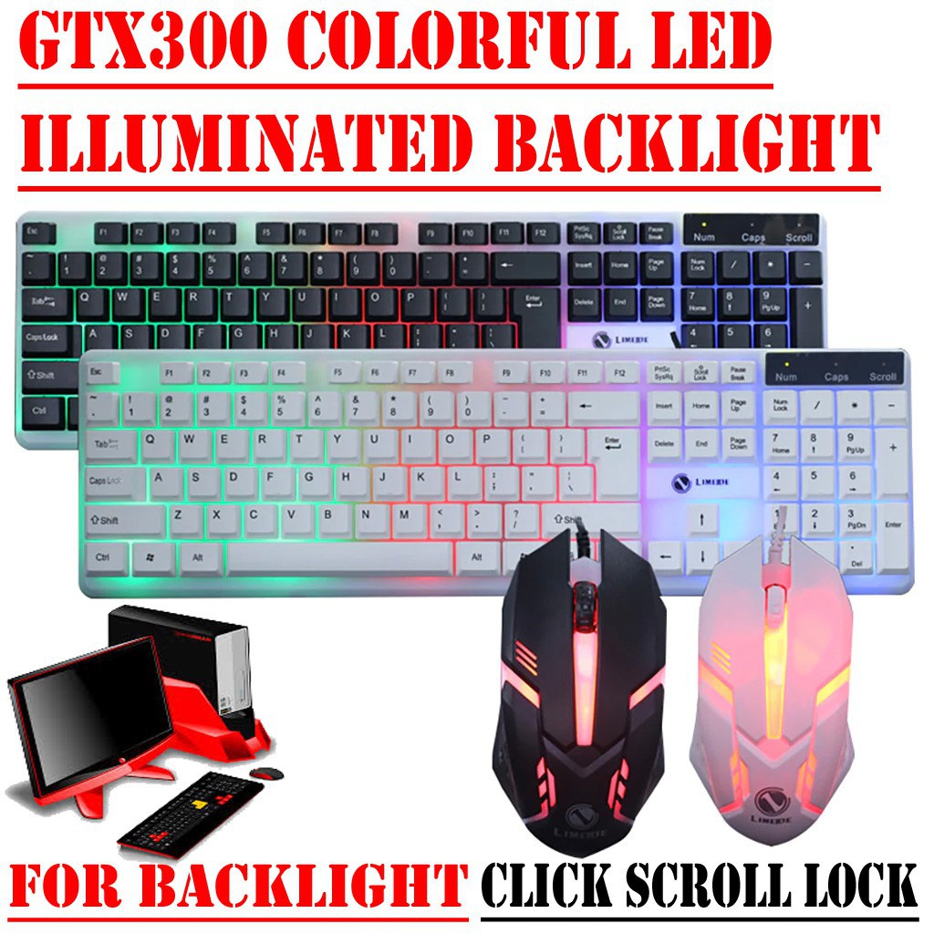 Bluetooth keyboard Gtx300 Colorful LED Illuminated Backlight USB Wired ...