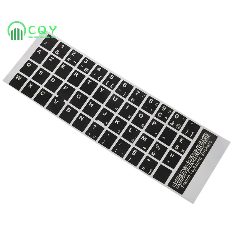 White Letters French Azerty Keyboard Sticker Cover Black for Laptop PC ...