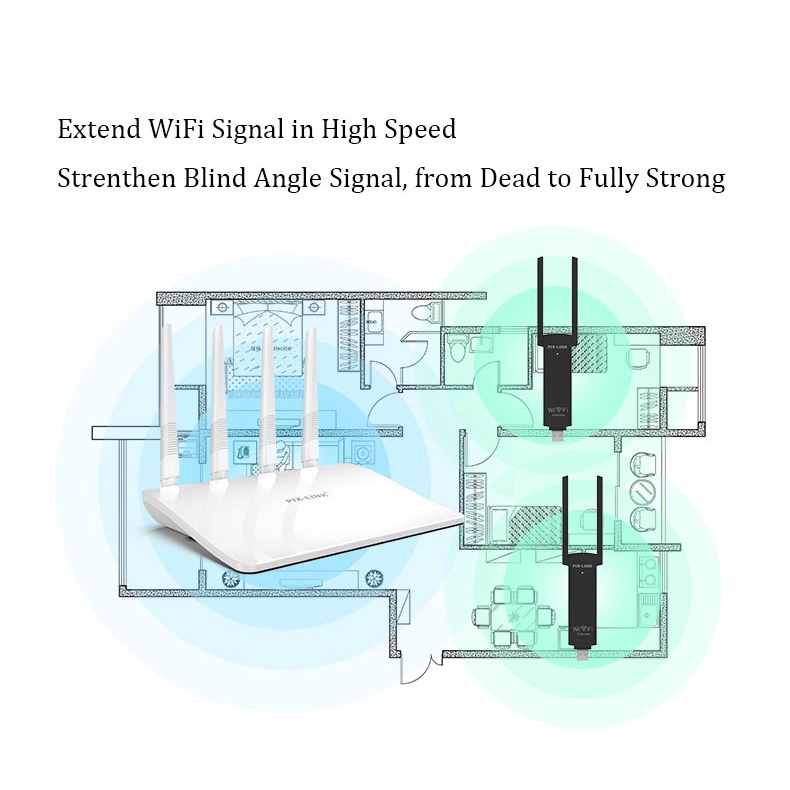 PIX-LINK USB Wireless Router's WiFi Repeater 300Mbps Signal Amplifier Dual Antennas LV-UE02 Wi ...