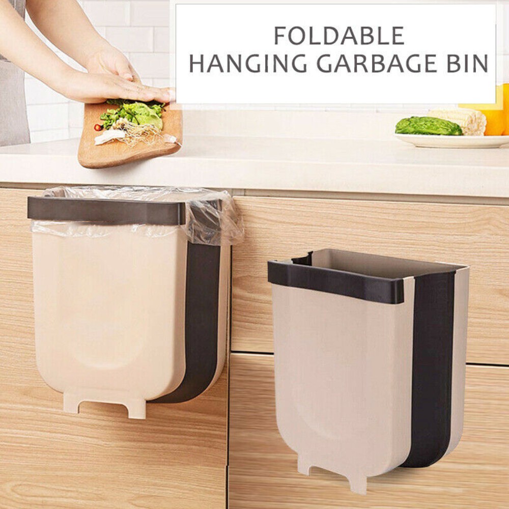 Hanging Trash Can for Kitchen Cabinet Door, Collapsible Trash Bin Small ...