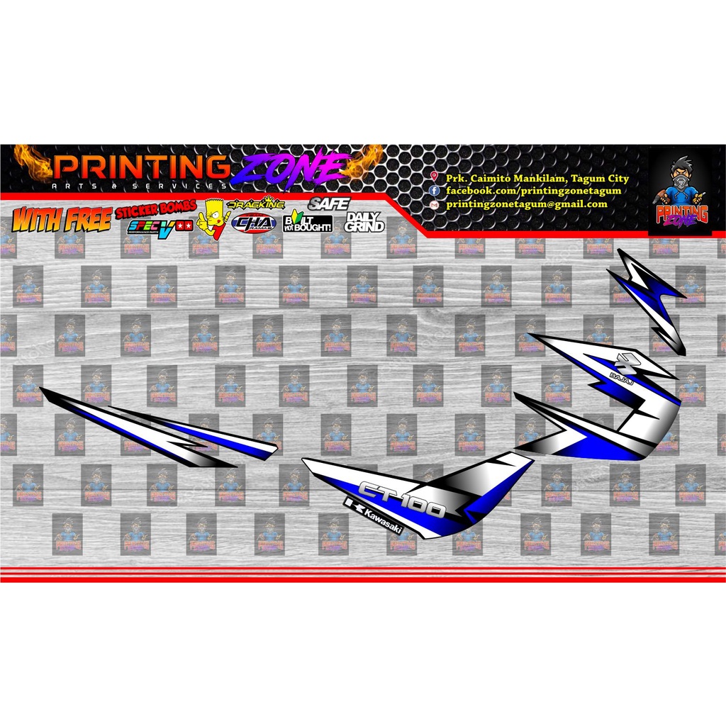 KAWASAKI BAJAJ CT100 Stock Sticker Decals High Quality and Durable with ...