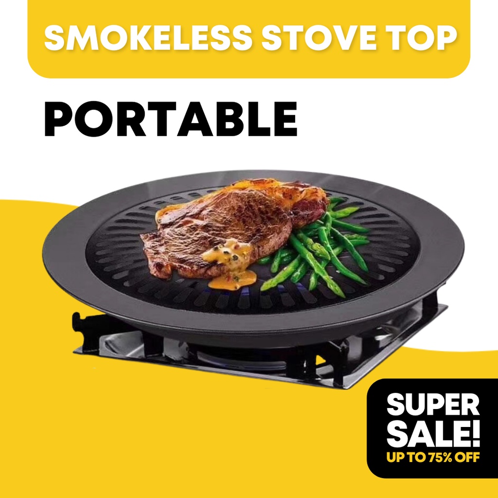 Original Smokeless Stove Top Indoor BBQ Grill Kitchen Camping Easy To ...