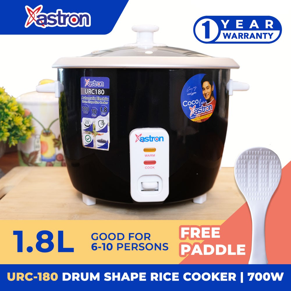 Astron URC-180 1.8L Drum Shape Rice Cooker (Black) | 10 cups | 700W | 6 ...