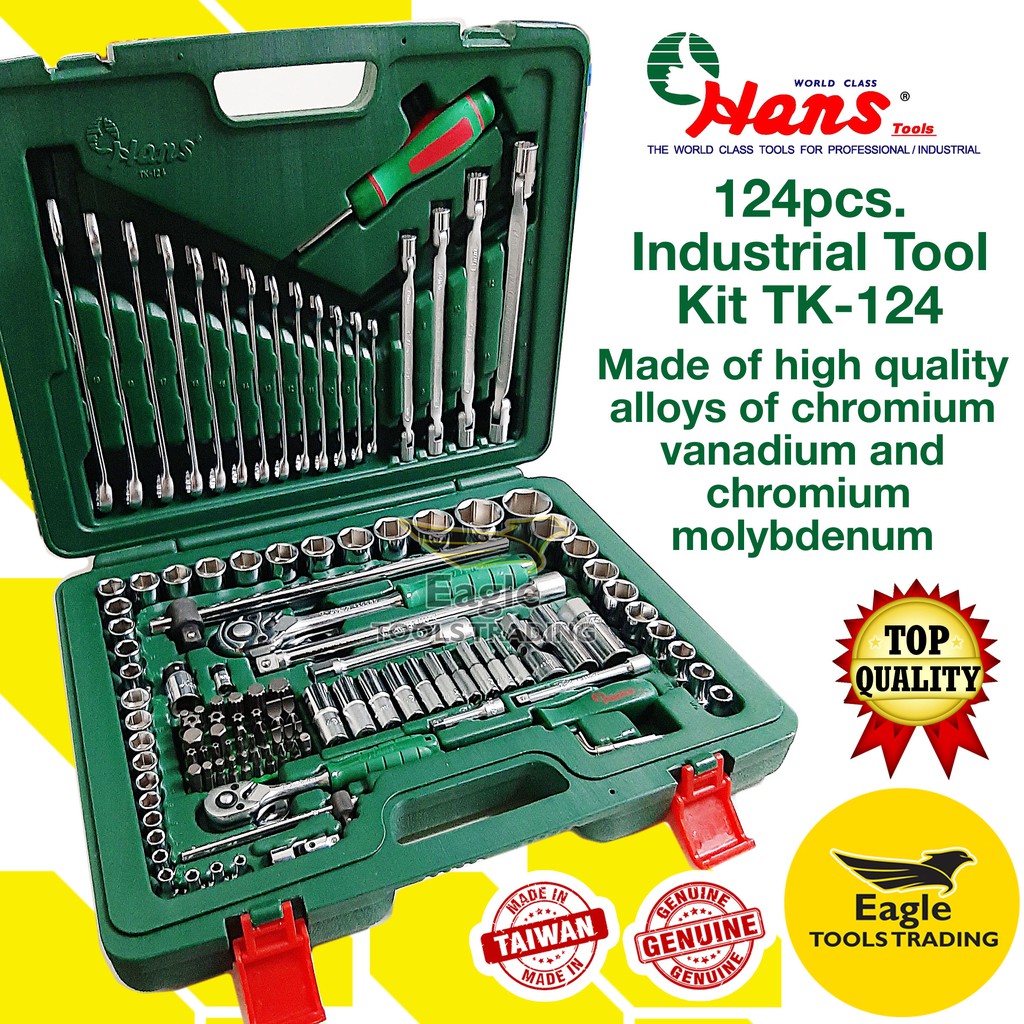 Hans 124 Pieces Industrial Tool Kit TK-124 1/4", 1/2" Dr. | Shopee ...