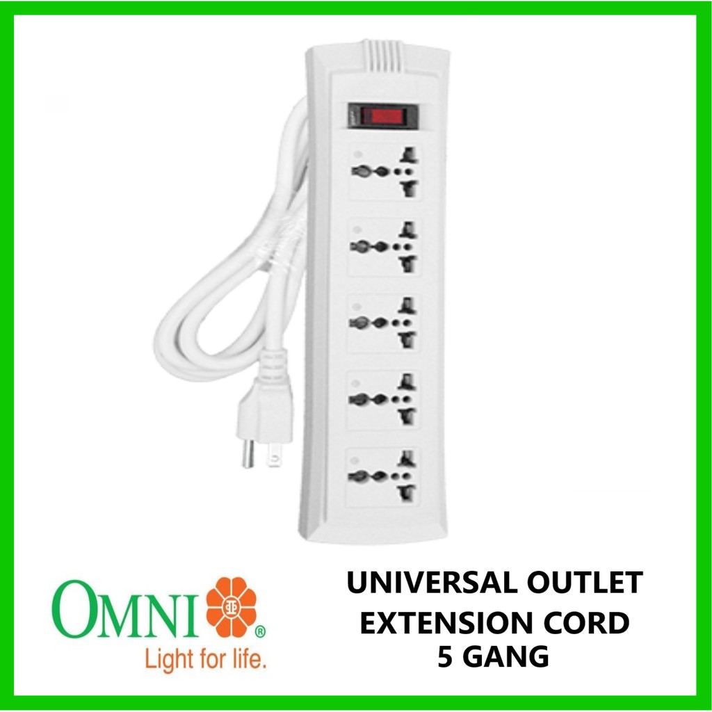 Omni Universal Outlet Extension Cord 5 Gang WEU-105-PK | Shopee Philippines