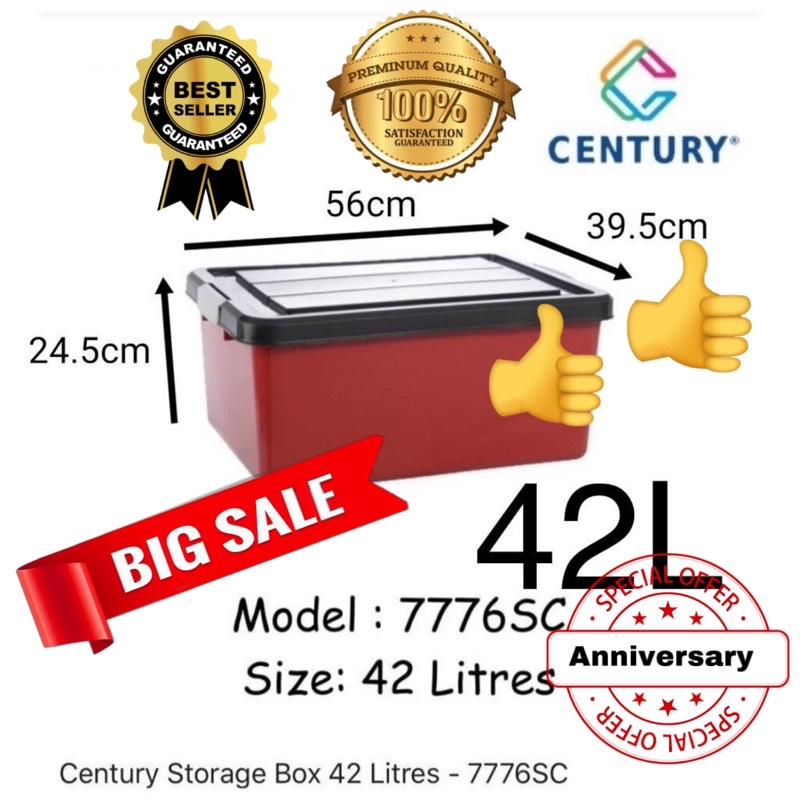 Century Storage Box 42 Litres - 7776SC without wheels | Shopee Philippines