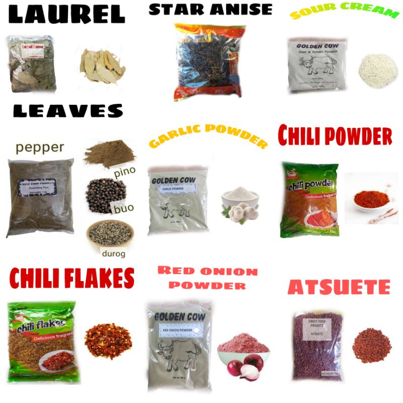 condiments herbs spice garlic onion sour cream chili powder flake ...