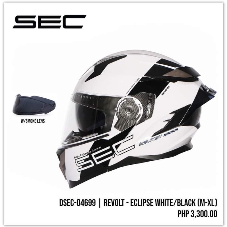 SEC Revolt Eclipse Modular dual visor helmet (Free smoke lens and ...