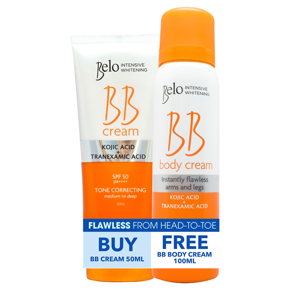 Belo Intensive Whitening BB Cream 50mL + FREE Kojic BB Body Spray ...
