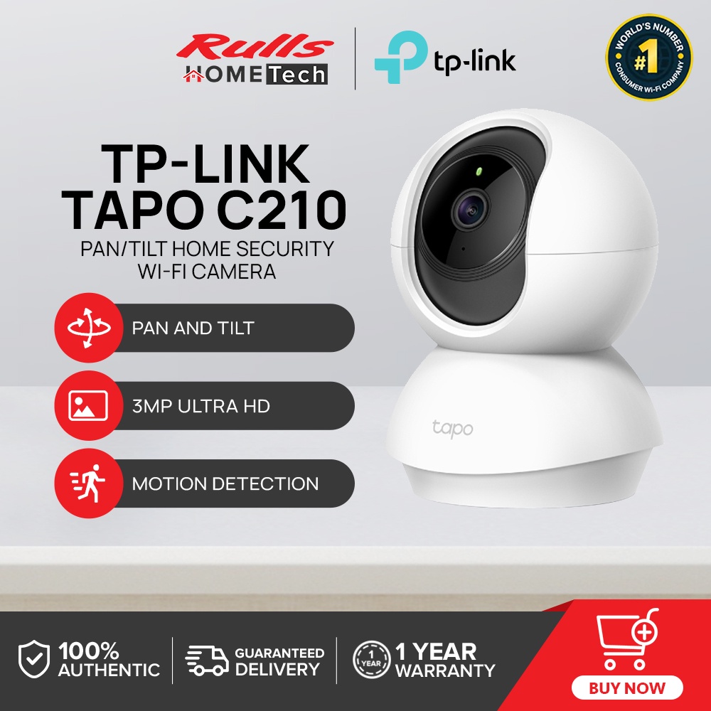 TP-Link Tapo C210 Pan/Tilt Home Security Wi-Fi Camera | 3MP Ultra-HD | Two-Way Audio | Motion ...