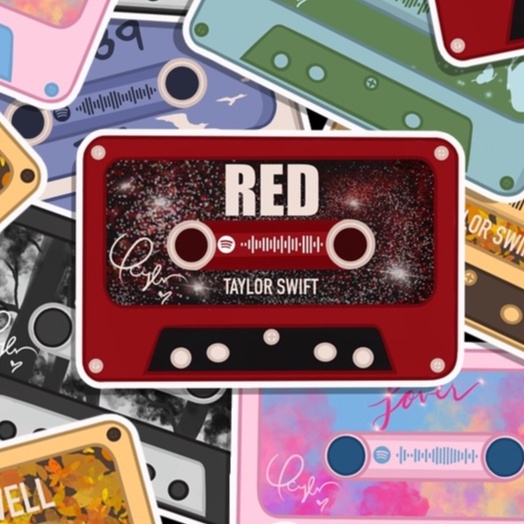 Taylor Swift with Spotify QR Code Cassette Waterproof Vinyl Sticker ...