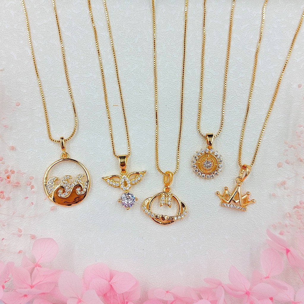 Rose gold pendant necklace free box | Shopee Philippines