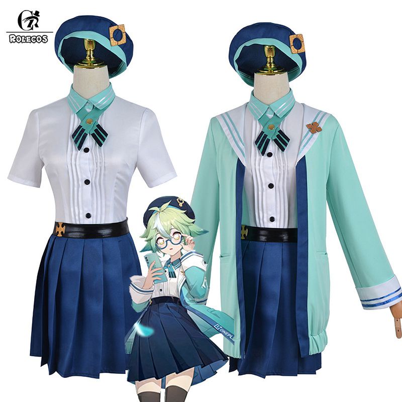Genshin Impact Sucrose Cosplay Costume Sucrose School Jk Uniform Women