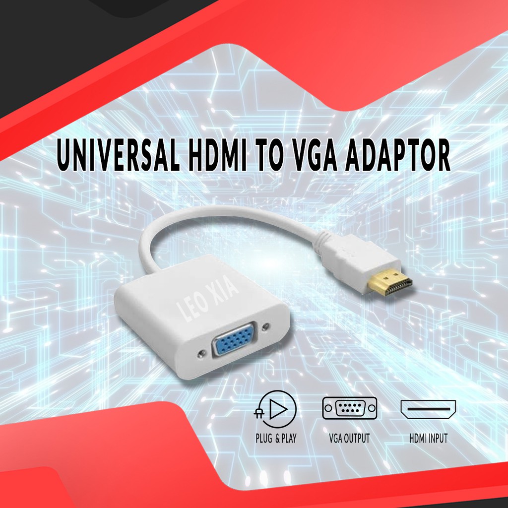 Universal HDMI TO VGA Adaptor White | Shopee Philippines