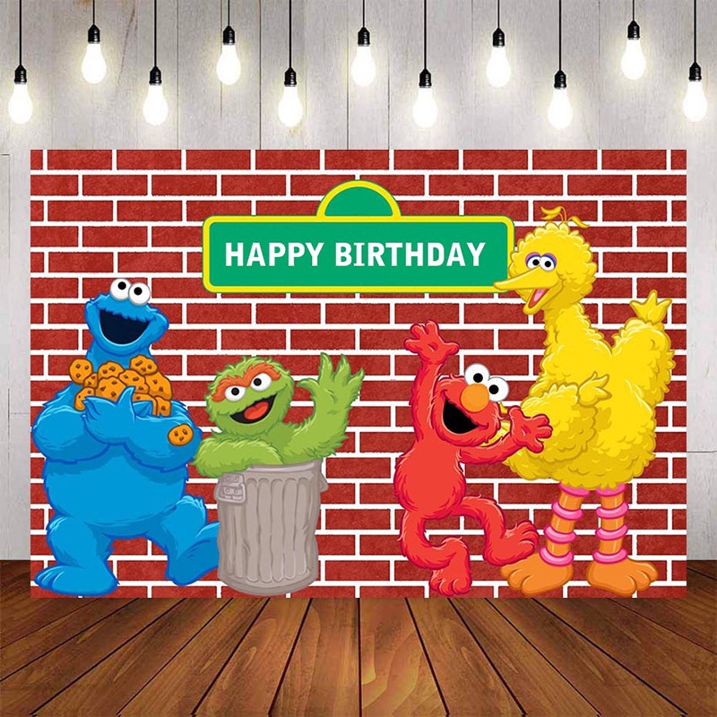 Elmo World Photography Backdrops Red Brick Wall Sesame Street Party ...