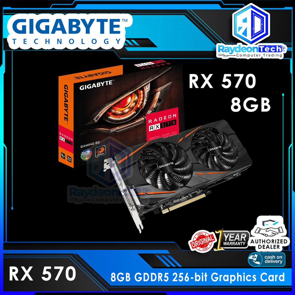 Gigabyte Radeon RX 570 Gaming 8G rev. 2.0 Graphics Card, 2X WINDFORCE ...