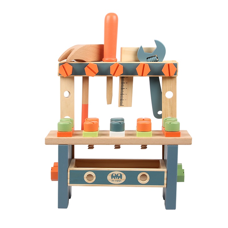 BYJ Wooden Tordic Tool Table Wooden Mini Tool Bench for Kids Pretend ...