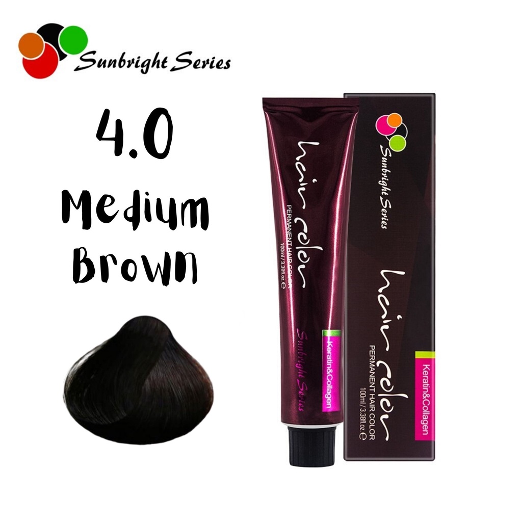 sunbright series permanent cream hair color medium brown 4.0 | Shopee ...