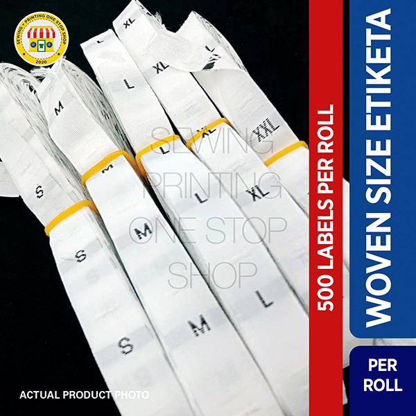 Size Label white or black etiketa woven for clothing (500pcs per roll ...