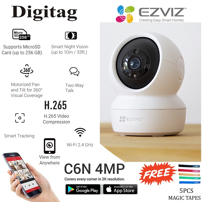 HIKVISION EZVIZ C6N 4MP Indoor WIFI Pan Tilt Camera FREE GIFT | Shopee ...