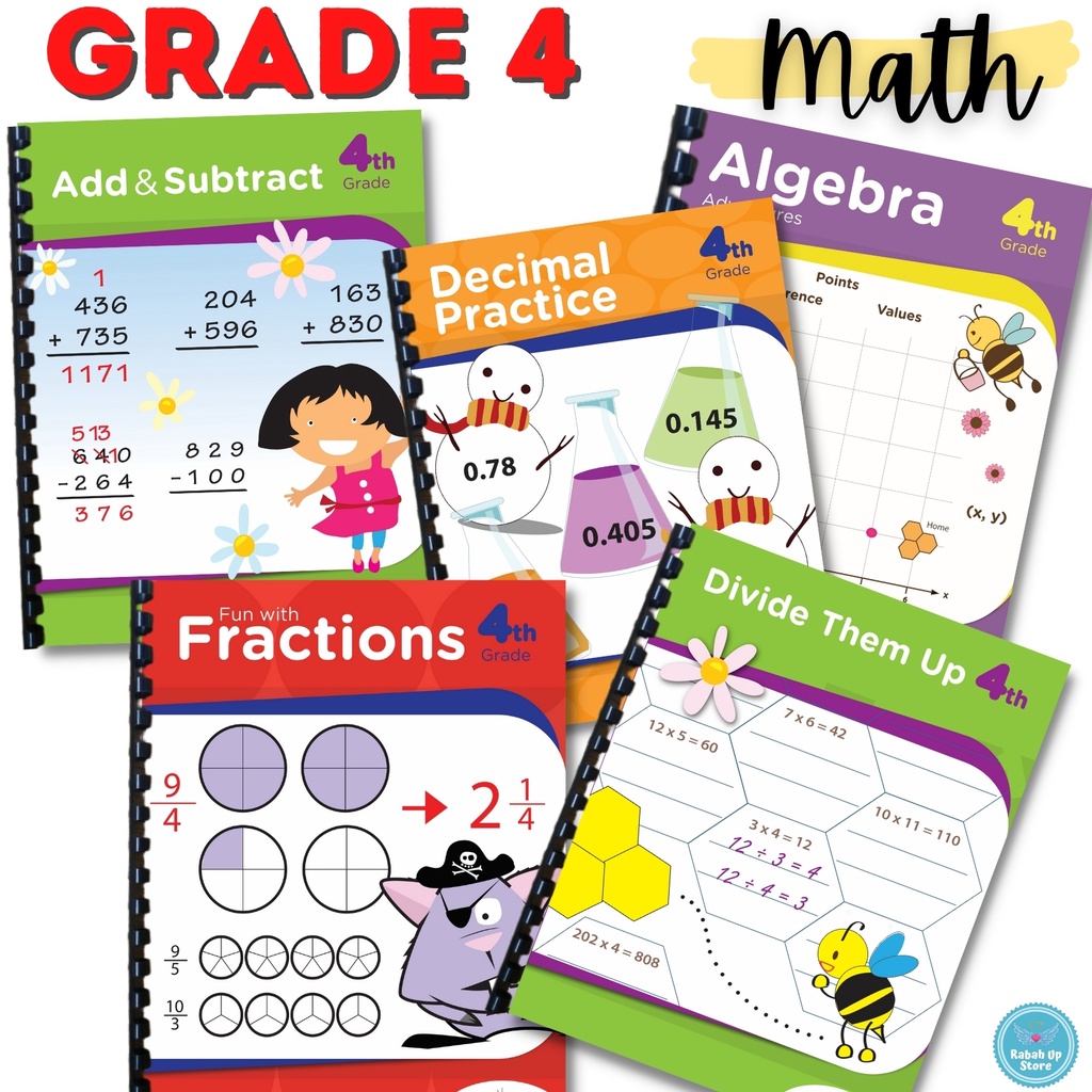 GRADE 4 MATH Activity Workbook Worksheet Homeschool Learning