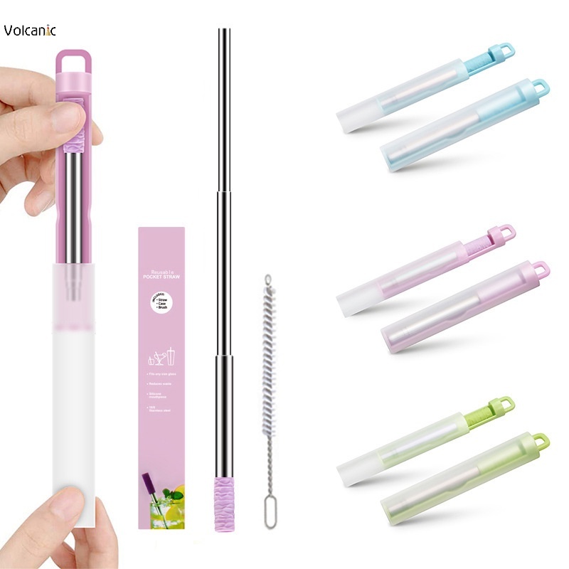 Durable Telescopic Foldable Milk Tea Straw Reusable Stainless Steel ...