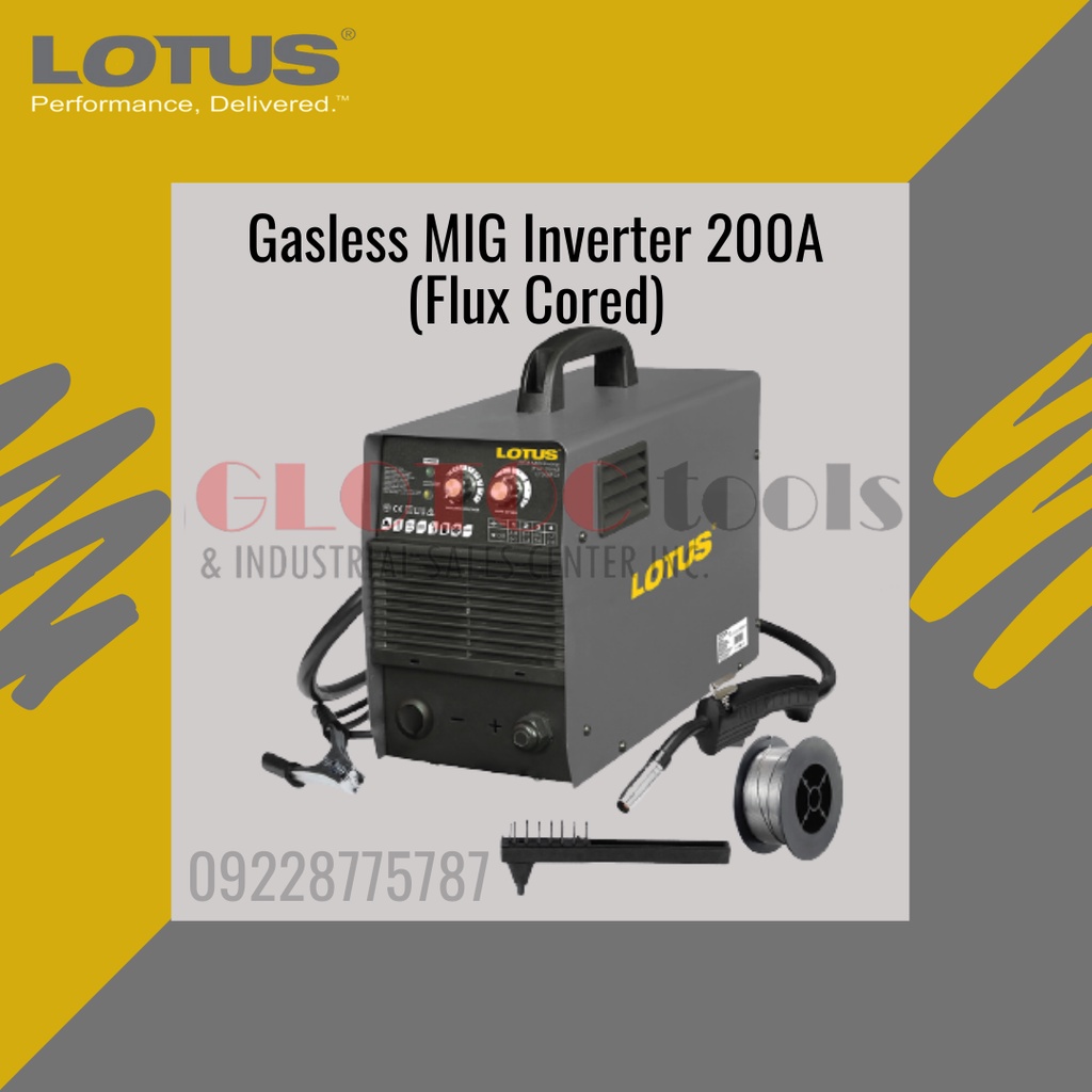 LOTUS GASLESS MIG INVERTER 200A - Flux Cored (LT200FCX) | Shopee ...