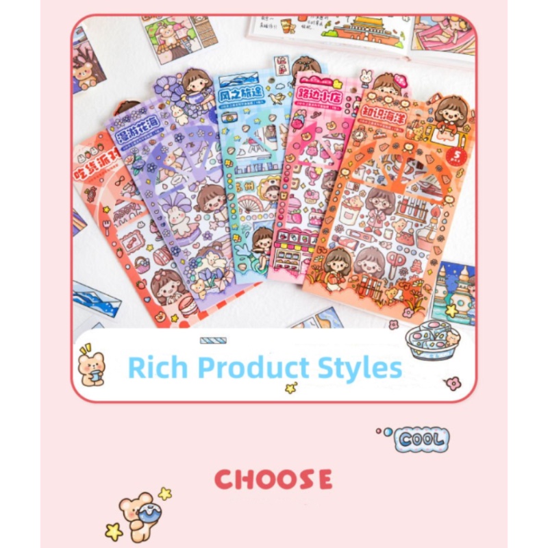 Cute na cartoon character na mga sticker ng materyal na dekorasyon ng ...