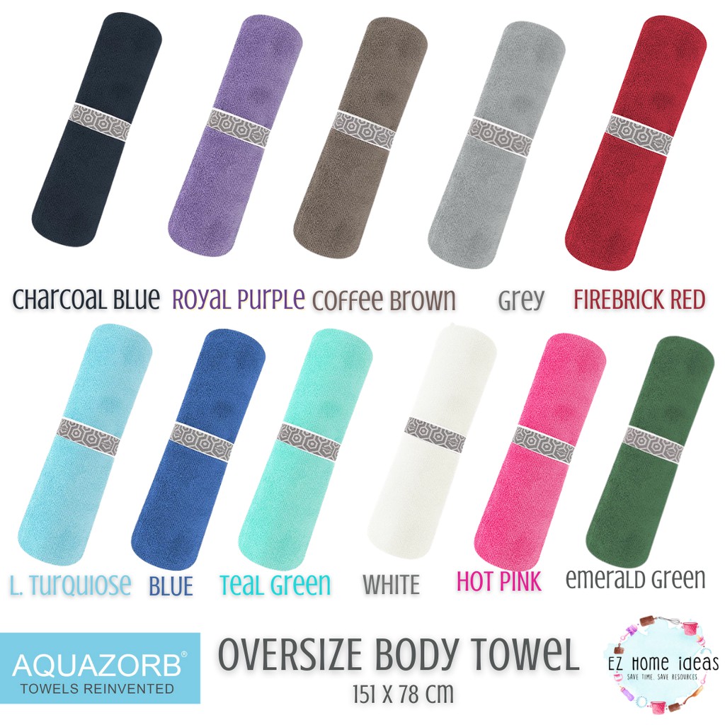 AQUAZORB Oversize Body Towel / Bath Towel 151 x 78 cm. Compact, Durable ...