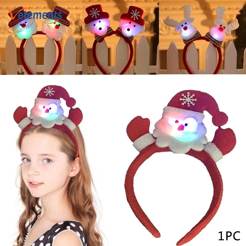 [ with Button Battery ] Christmas Illuminated Headband/ Santa Claus Elk ...