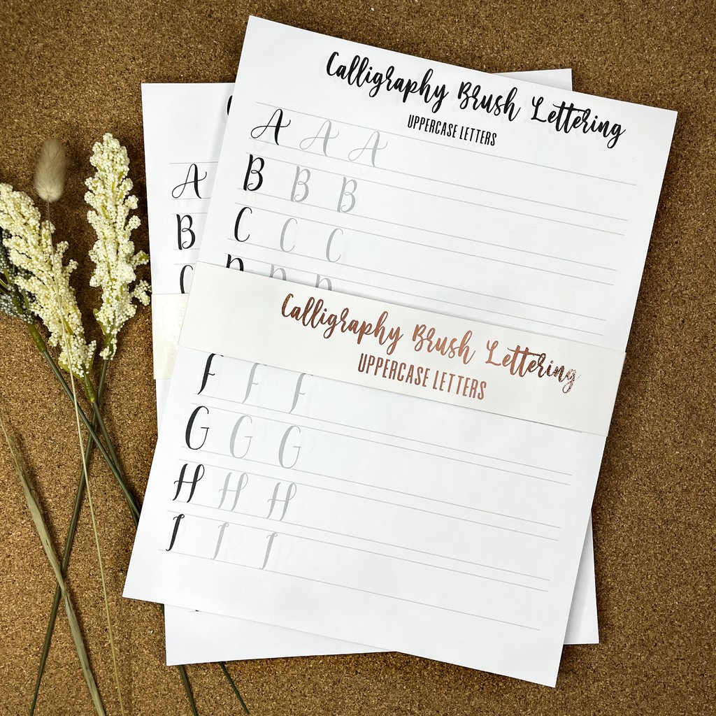 Calligraphy Practice Pad (Uppercase Letters) Worksheet Exercise ...