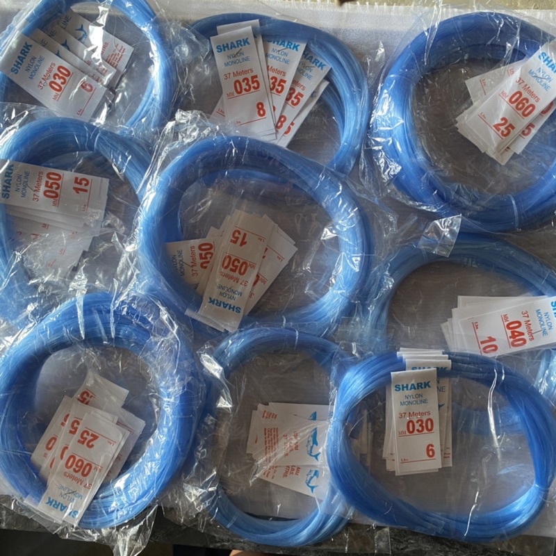 SHARK BLUE NYLON MONOLINE 37MTS/PACK/10 COILS (025mm-060mm) | Shopee ...