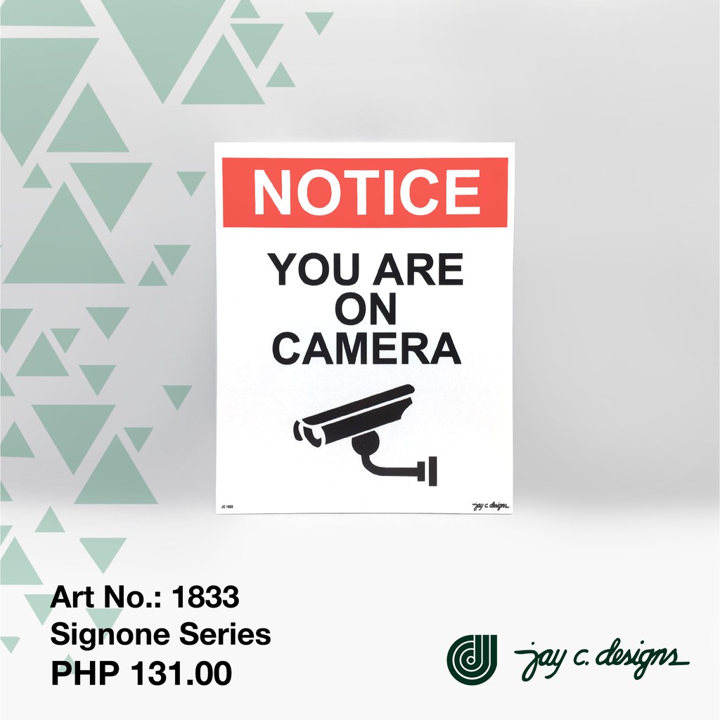 Jay C. Designs Vinyl Sign You Are On Camera Signage 1833 | Shopee ...