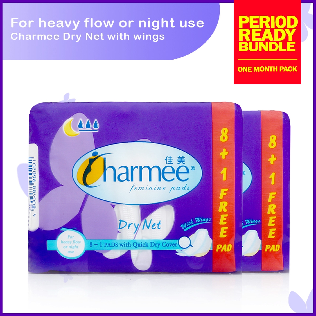 Charmee Period Ready Bundle Napkin Dry Net Heavy Flow with wings 8's ...