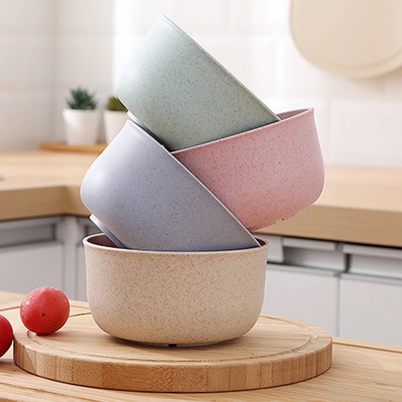 Eco-Friendly Wheat Straw Bowl Colorful Household Fruit Vegetable Bowl ...